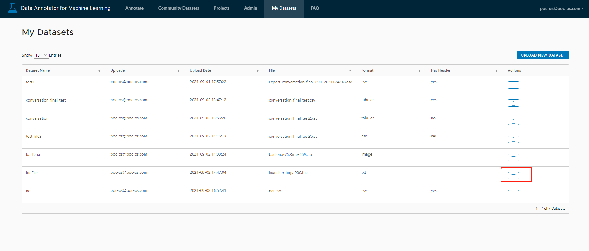 [BUG][APP]At the My Datasets Tab, the title of delete icon shows "Delete Project" · Issue #122 ...