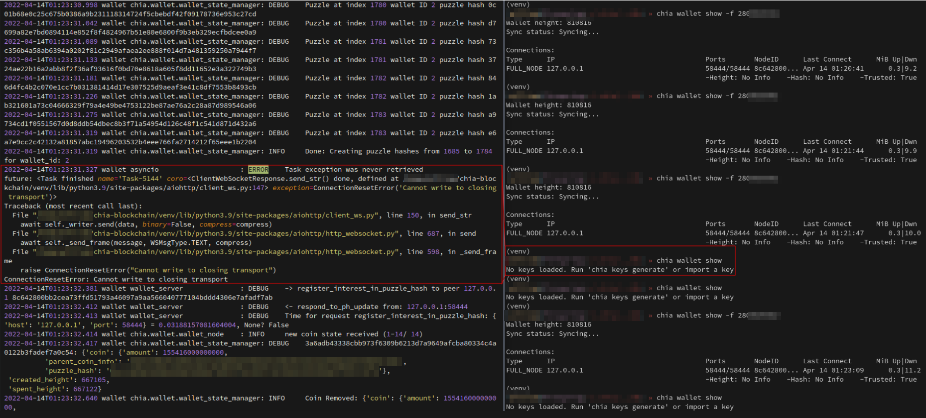 [Bug] chia wallet service can become stuck · Issue #11175 · Chia-Network/chia-blockchain · GitHub