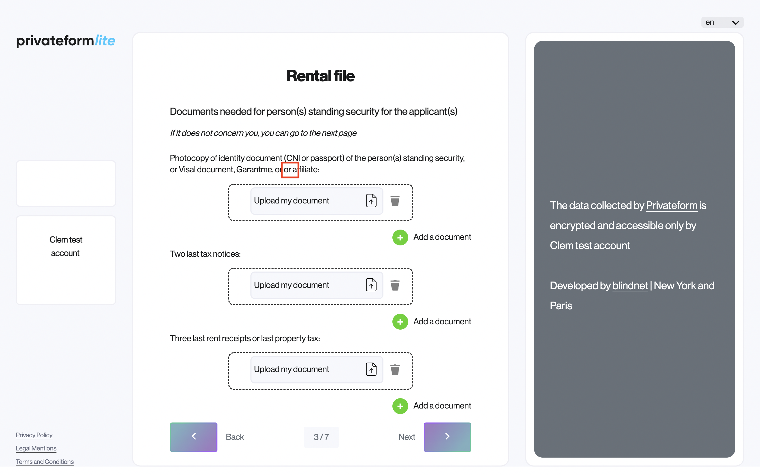 [Loreto 1 Locataire] Improvements after client demo meeting · Issue #849 · blindnet-io/product ...