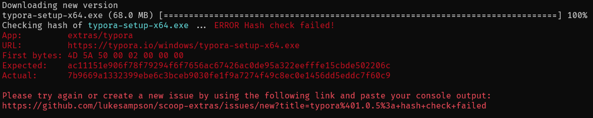 typora@1.0.5: hash check failed · Issue #7718 · ScoopInstaller/Extras · GitHub