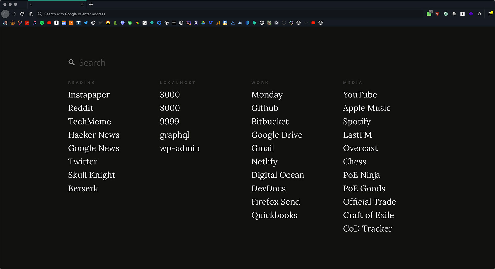 GitHub - arbitrarily/startpage: Startpage / New Tab Page for Browsers