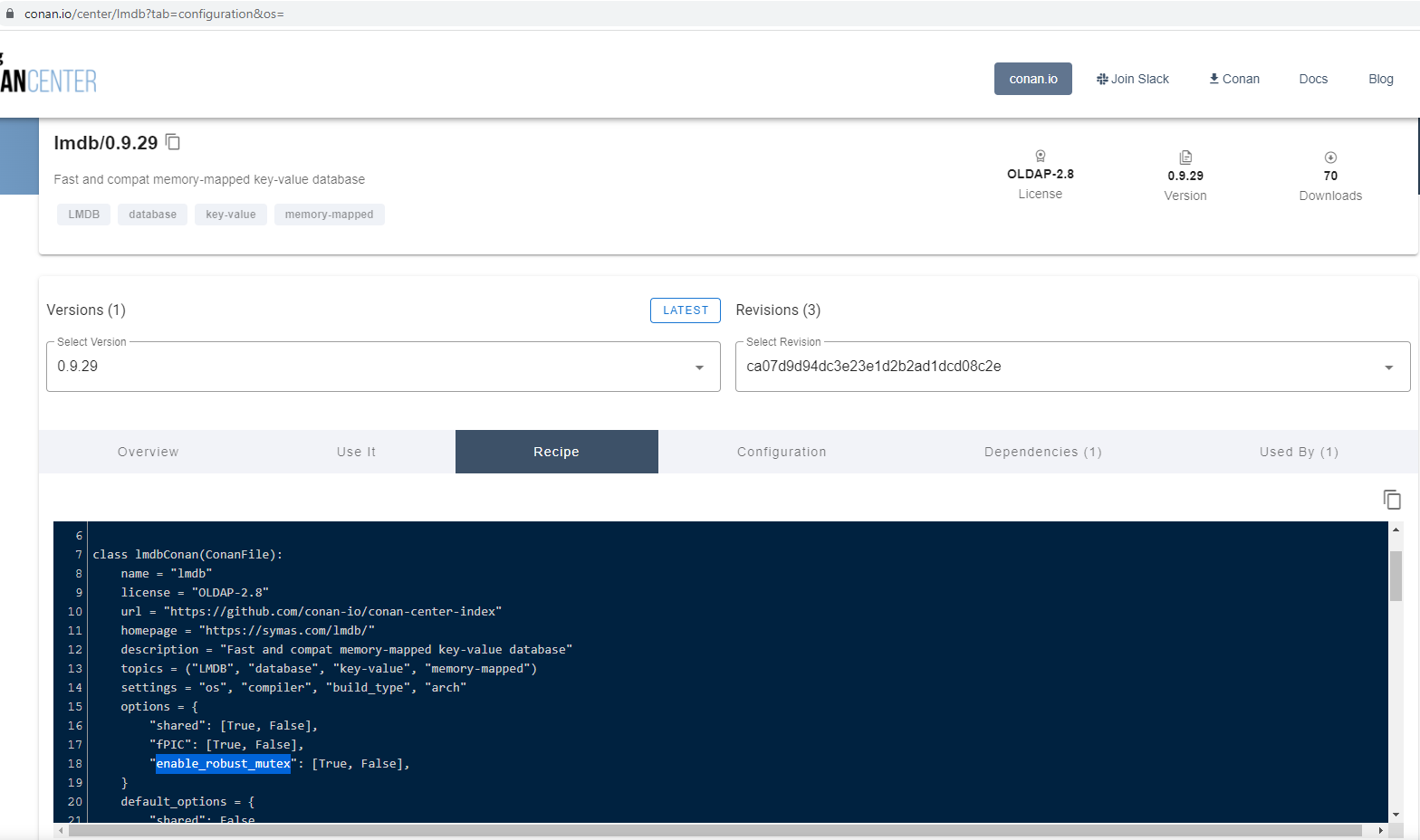 [package] lmdb/0.9.29: JFrog doesn't have enable_robust_mutex option ...