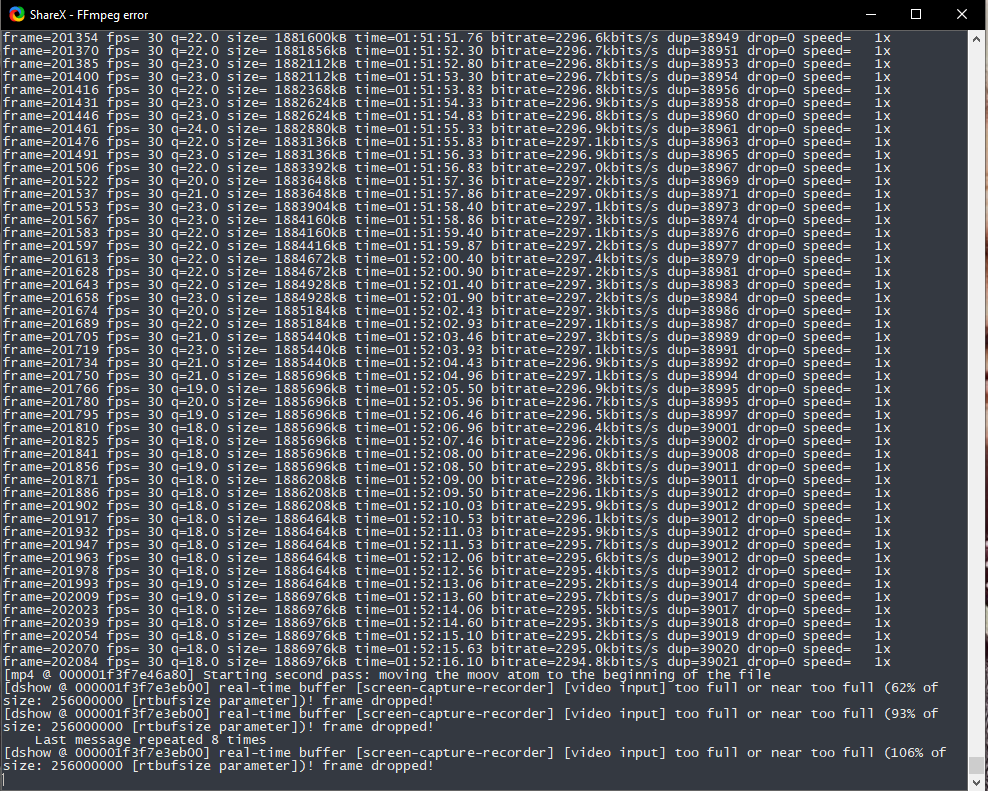 FFmpeg error: frame dropped! · Issue #6066 · ShareX/ShareX · GitHub