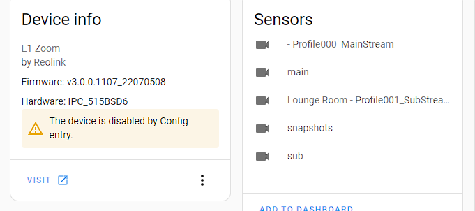Reolink NVR/camera integration - disabled by config · Issue #85379 · home-assistant/core · GitHub