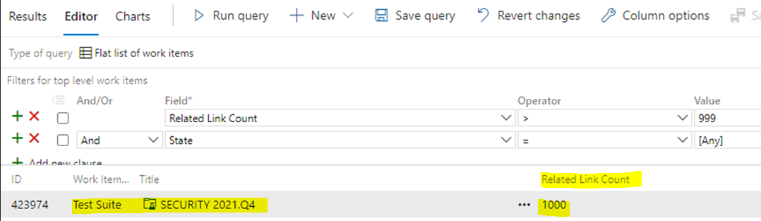 Cannot add a new link because one of work items being linked will exceed 1000 link limit · Issue ...