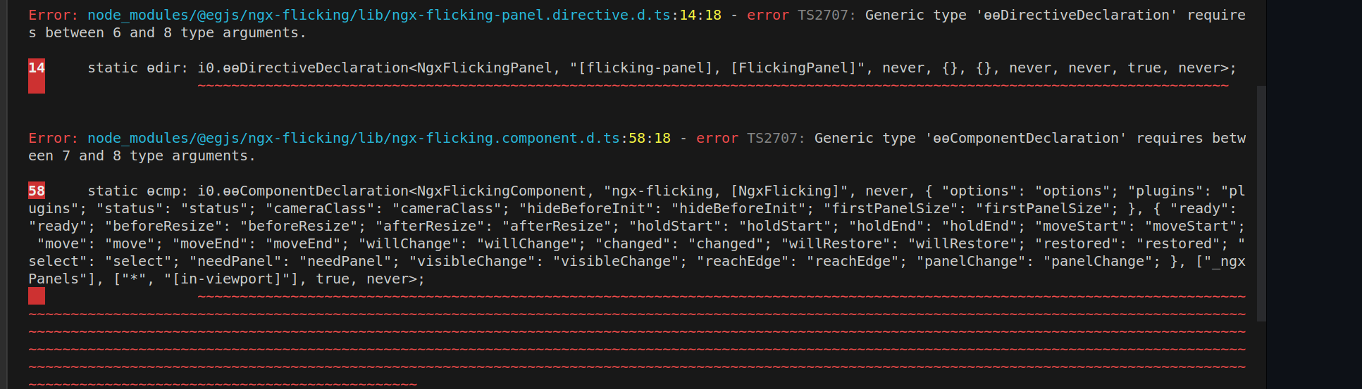 Getting Build Error For Ngx Flicking Argument Issue From Its Node 7700