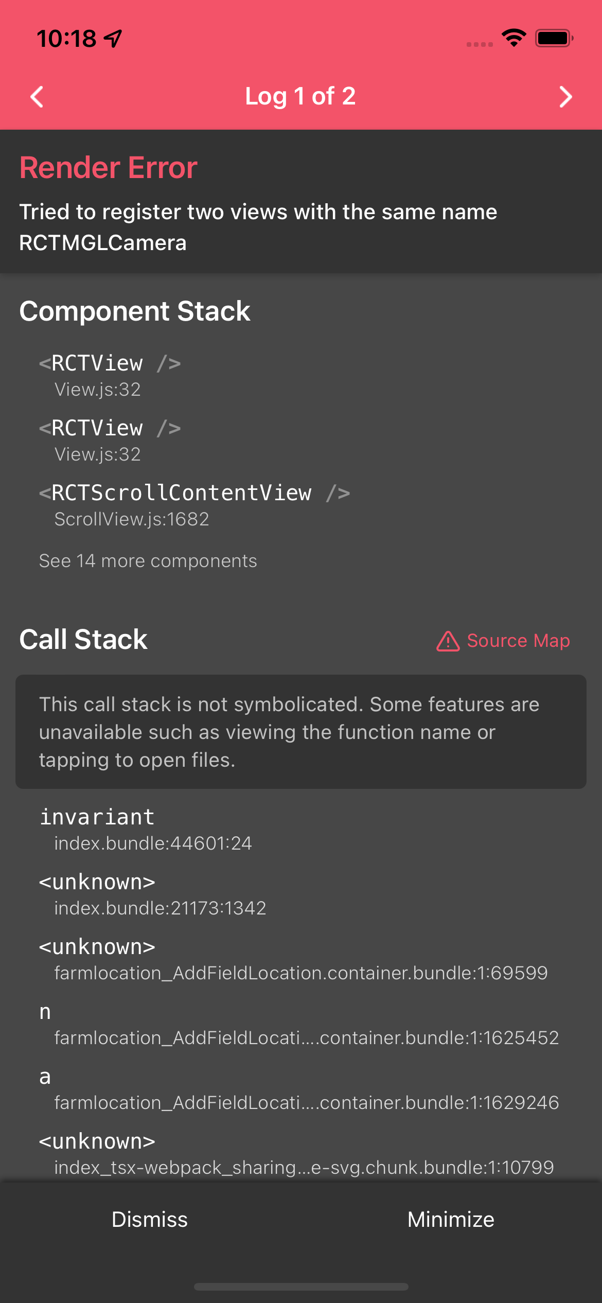 [bug] Facing `tried To Register Two Views With Same Name Rctmglcamera` When Reopening The