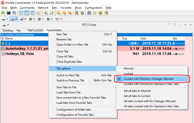 "Go to root directory" button doesn't work for tabs "Locked with Directory Changes Allowed" tab ...