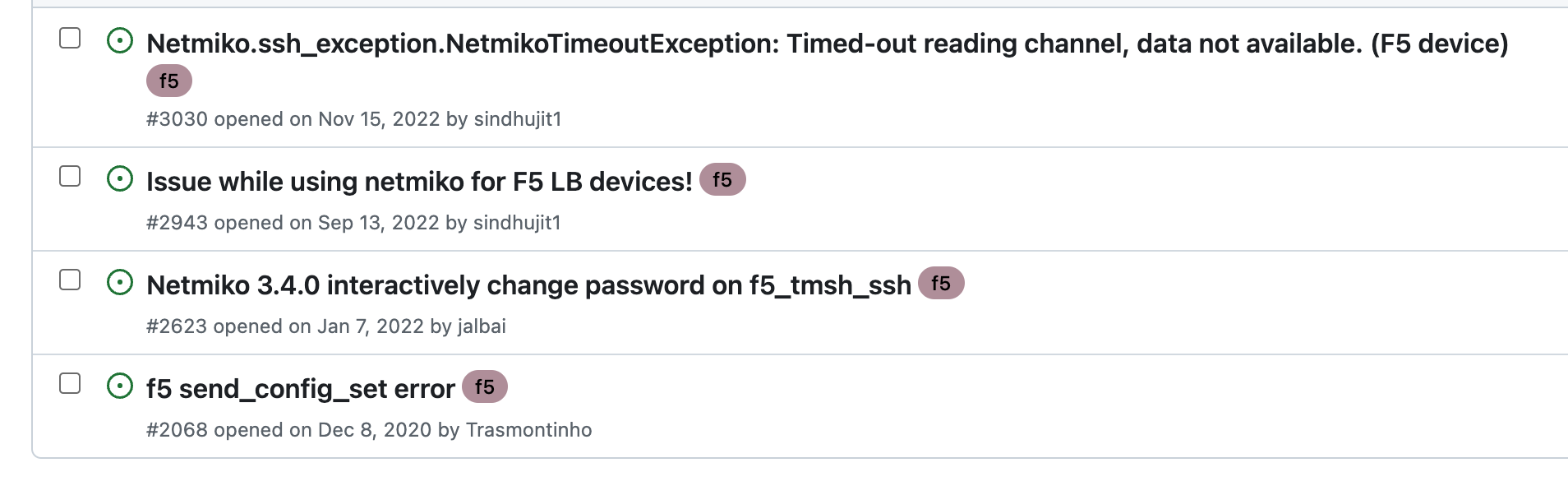 F5 Outstanding Issues · Issue 3216 · Ktbyersnetmiko · Github