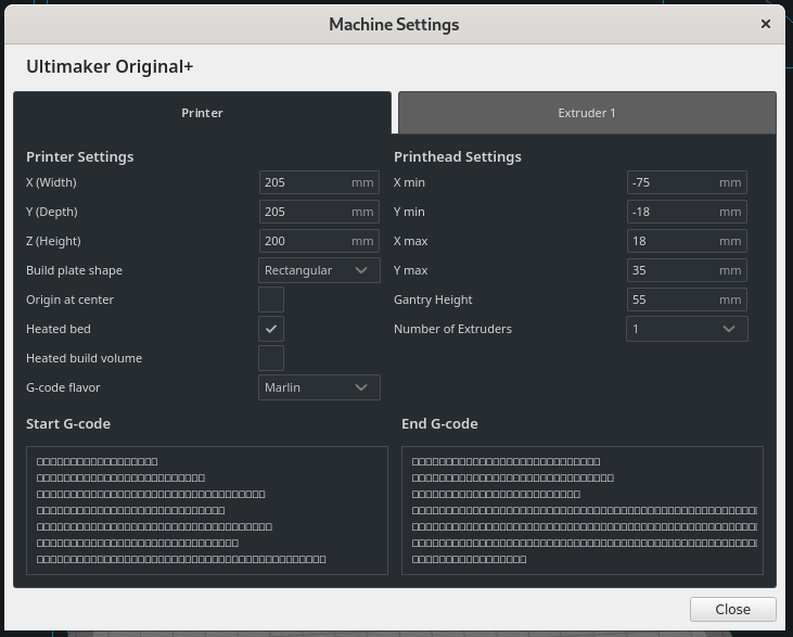 [4.8 beta] Garbled start/end G-code in Machine Settings · Issue #8606 · Ultimaker/Cura · GitHub