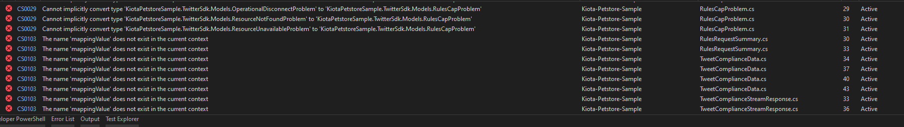 Errors Generating An Sdk For The Twitter And Github Openapis · Issue 1833 · Microsoftkiota 9952