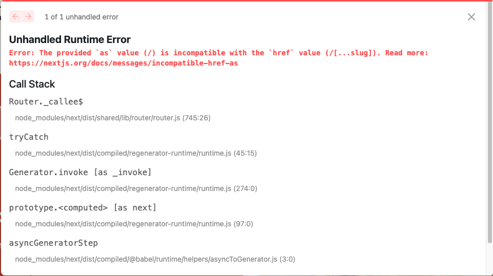 Using Link Or Router To Go To Homepage Goes To Dynamic Page Instead · Vercel Nextjs