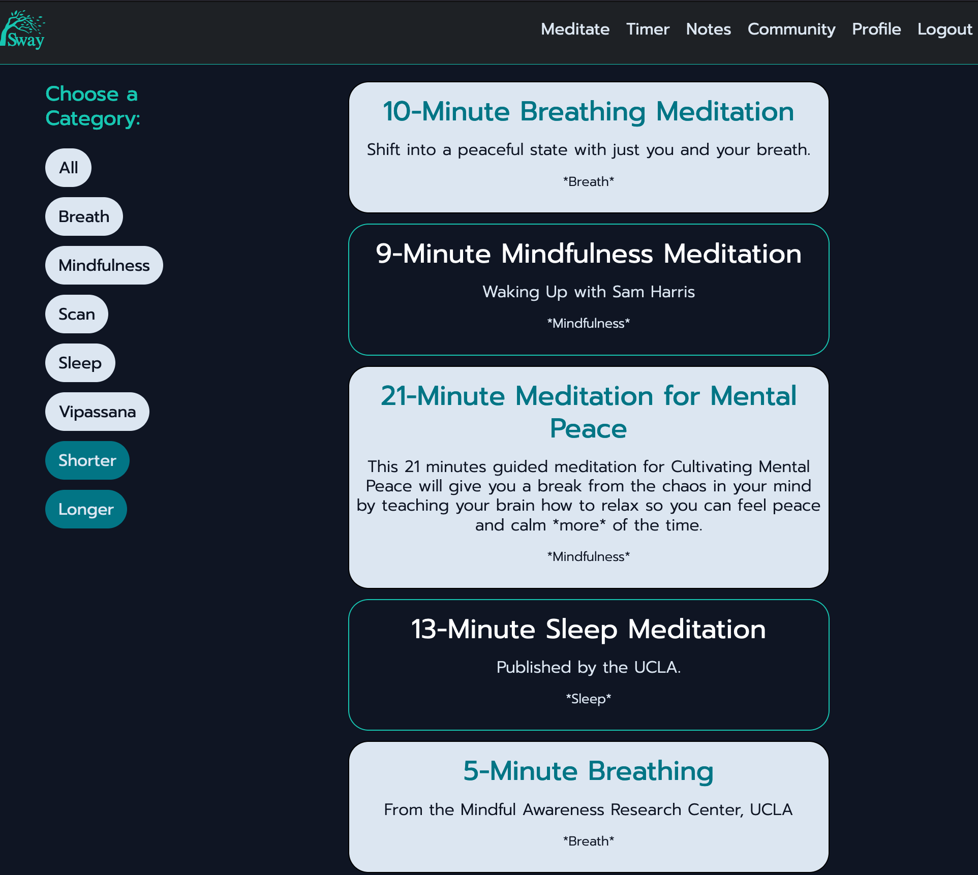GitHub - milobedini/Sway: Python/Django & React Mindfulness App. GA Project 4.