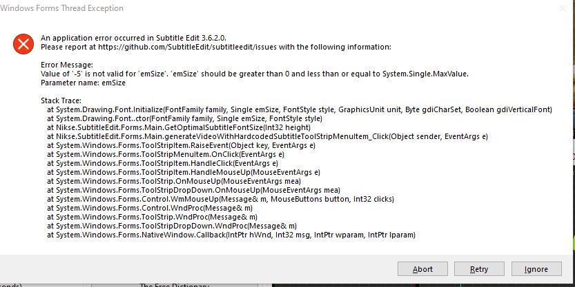 No progress shown when generating burn-in sub · Issue #5308 · SubtitleEdit/subtitleedit · GitHub