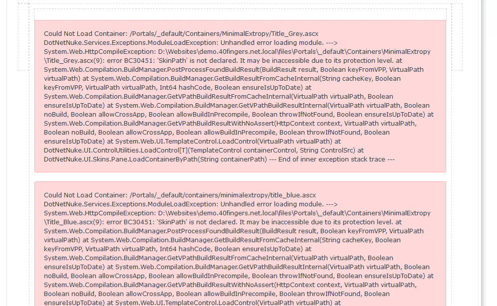 Errors in DNN 9 · Issue #2 · Timo-Design/dnncms-minimal-extropy · GitHub
