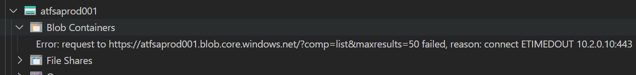 Error: Failed with code "504" · Issue #1124 · microsoft/vscode-azurestorage · GitHub