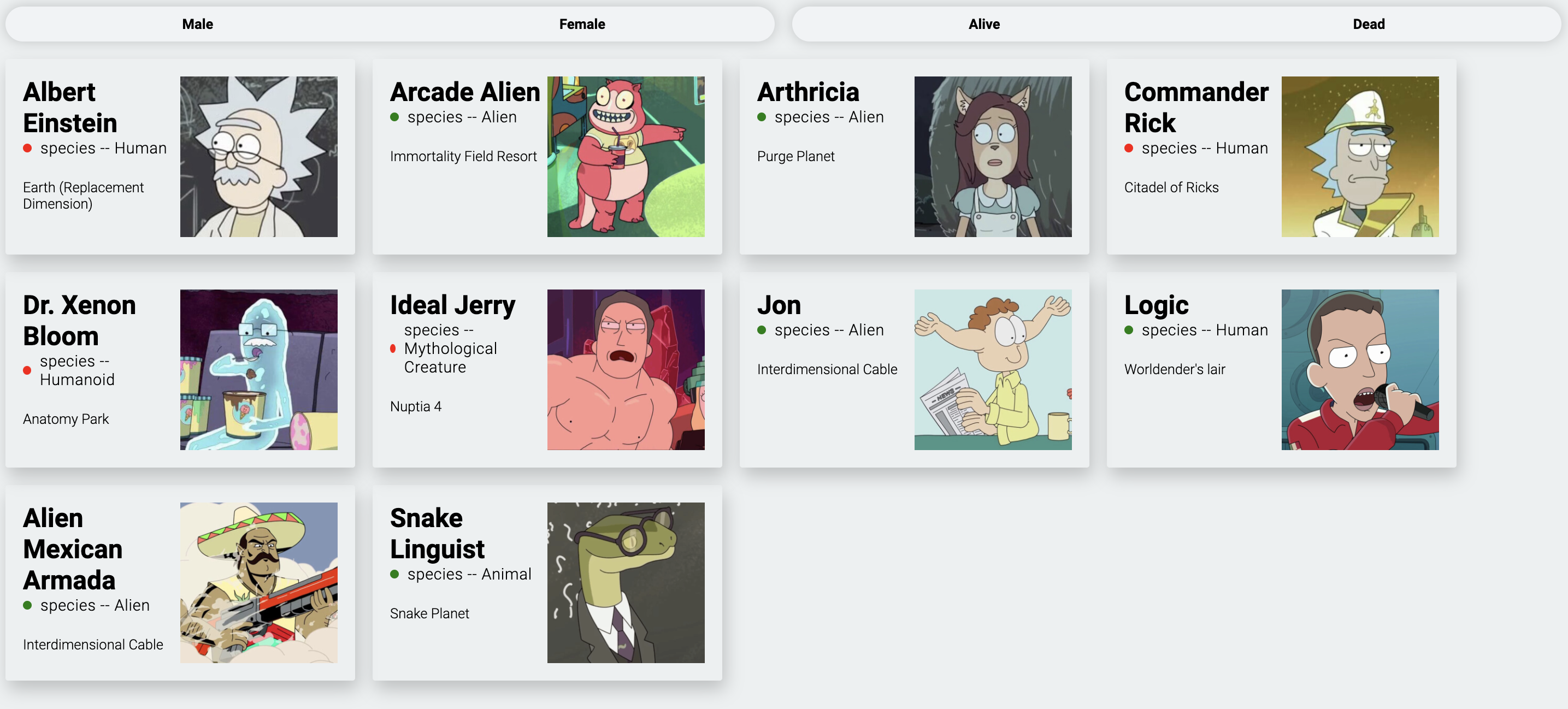 GitHub - LShchabelskaya/Rick-Morty-App: JS, DOM, API documentation, fetch