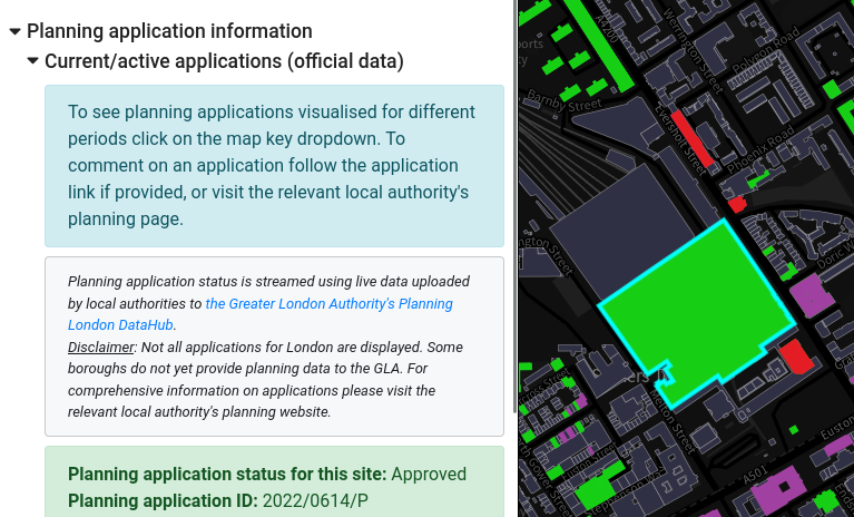 Planning zones needs hperlink to GLA London planning hub in the Planing hub text in the blue box ...