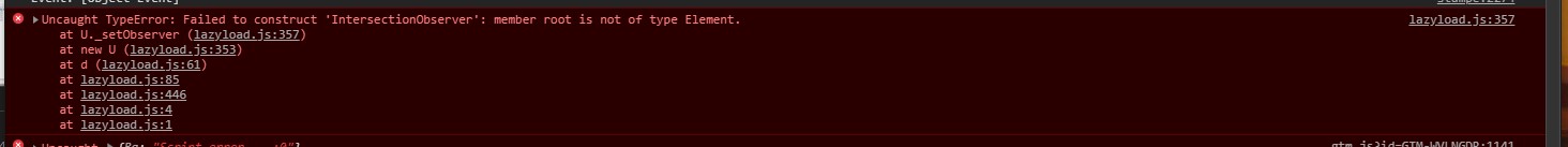 Failed To Construct Intersectionobserver Member Root Is Not Of Type Element · Issue 286 
