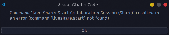 Command 'Live Share: Start Collaboration Session (Share)' resulted in an error (command ...