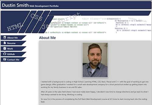 GitHub - Interceptr83/Dustin-Smith-Portfolio: Week 2 homework to crate a portfolio page