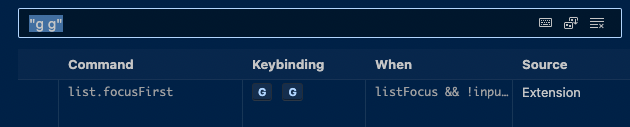Extension Binding G G Gives Error The Key Combination G G Is Not A Command · Issue 8206