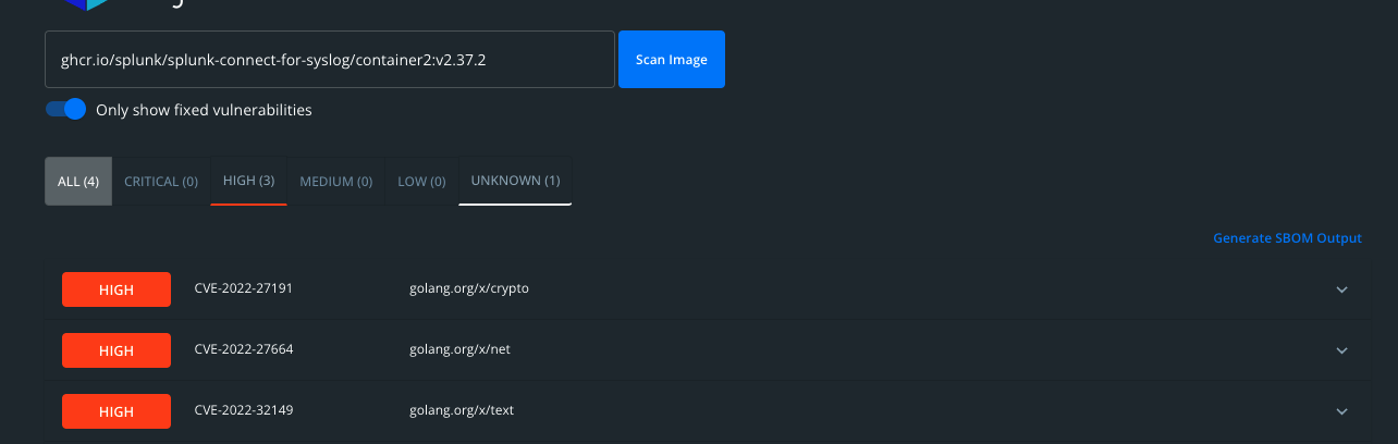 Sc4s Image Report Contained Vulnerabilities Component · Issue 1882 · Splunksplunk Connect For 8113