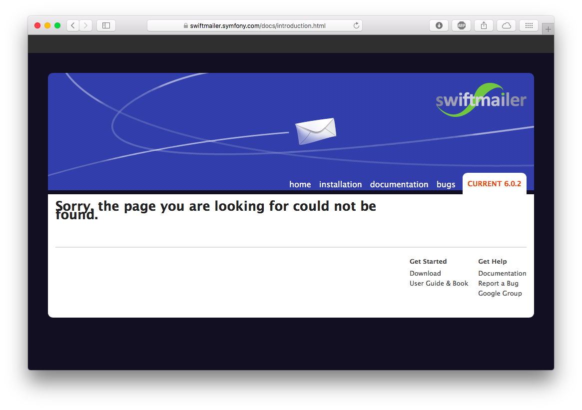 The site documentation is unavailable · Issue #1008 · swiftmailer/swiftmailer · GitHub