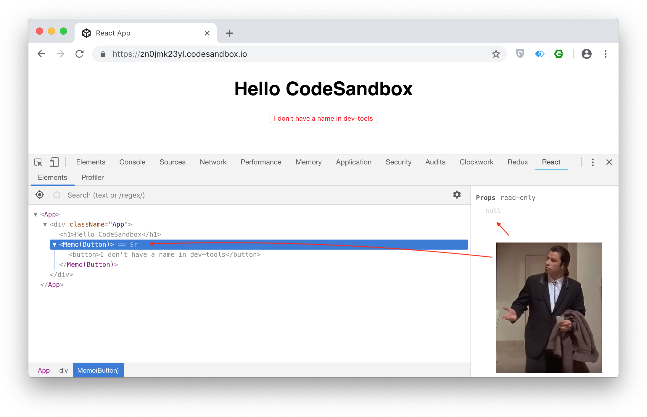 The props of memo'ed components are not shown · Issue #1238 · facebook ...