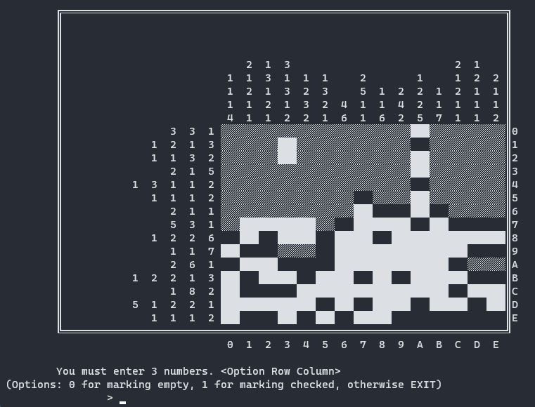 GitHub - anilkarasah/Nonogram: Nonogram Puzzle recreated with C.