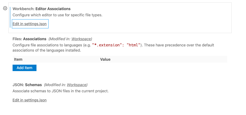 Editor association should have UI piece in settings editor · Issue #122364 · microsoft/vscode ...
