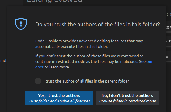 Trust dialogs consistency · Issue #122391 · microsoft/vscode · GitHub