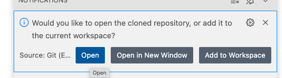 Notification To Open Cloned Repository Should Be A Dialog · Issue 161962 · Microsoft Vscode