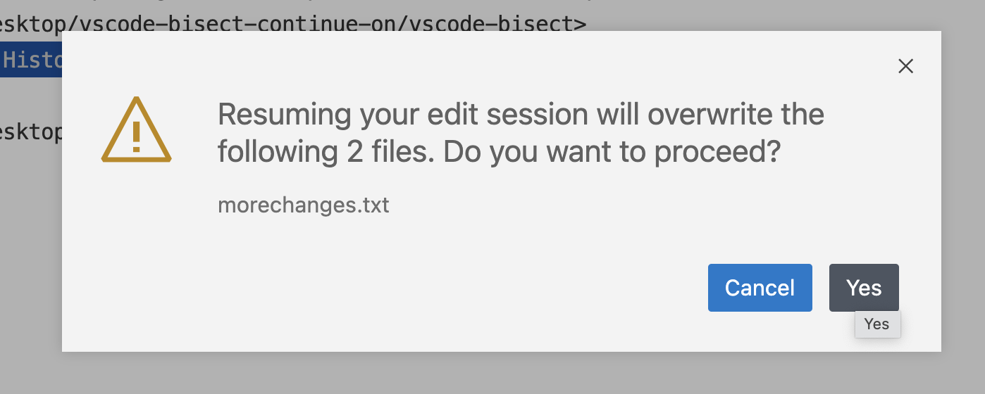 Edit Session Improve Flow When Continuing Edit Session · Issue 162116 · Microsoftvscode · Github