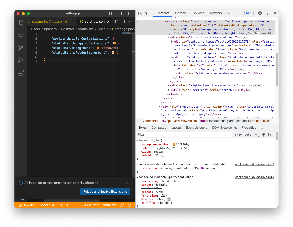 statusBar colors do not match the value set by the current theme · Issue #178339 · microsoft ...