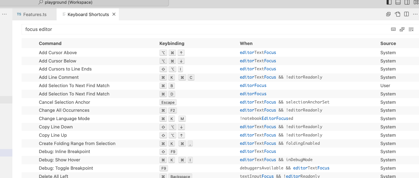 Keybinding Search Matching On When Clauses Is Not Very Helpful · Issue 181306 · Microsoft