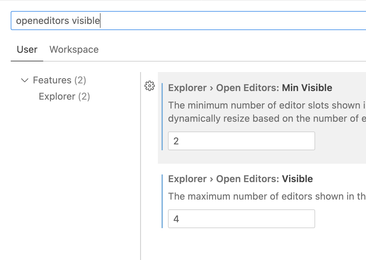 Open editors visible settings do not seem to work anymore · Issue #181632 · microsoft/vscode ...