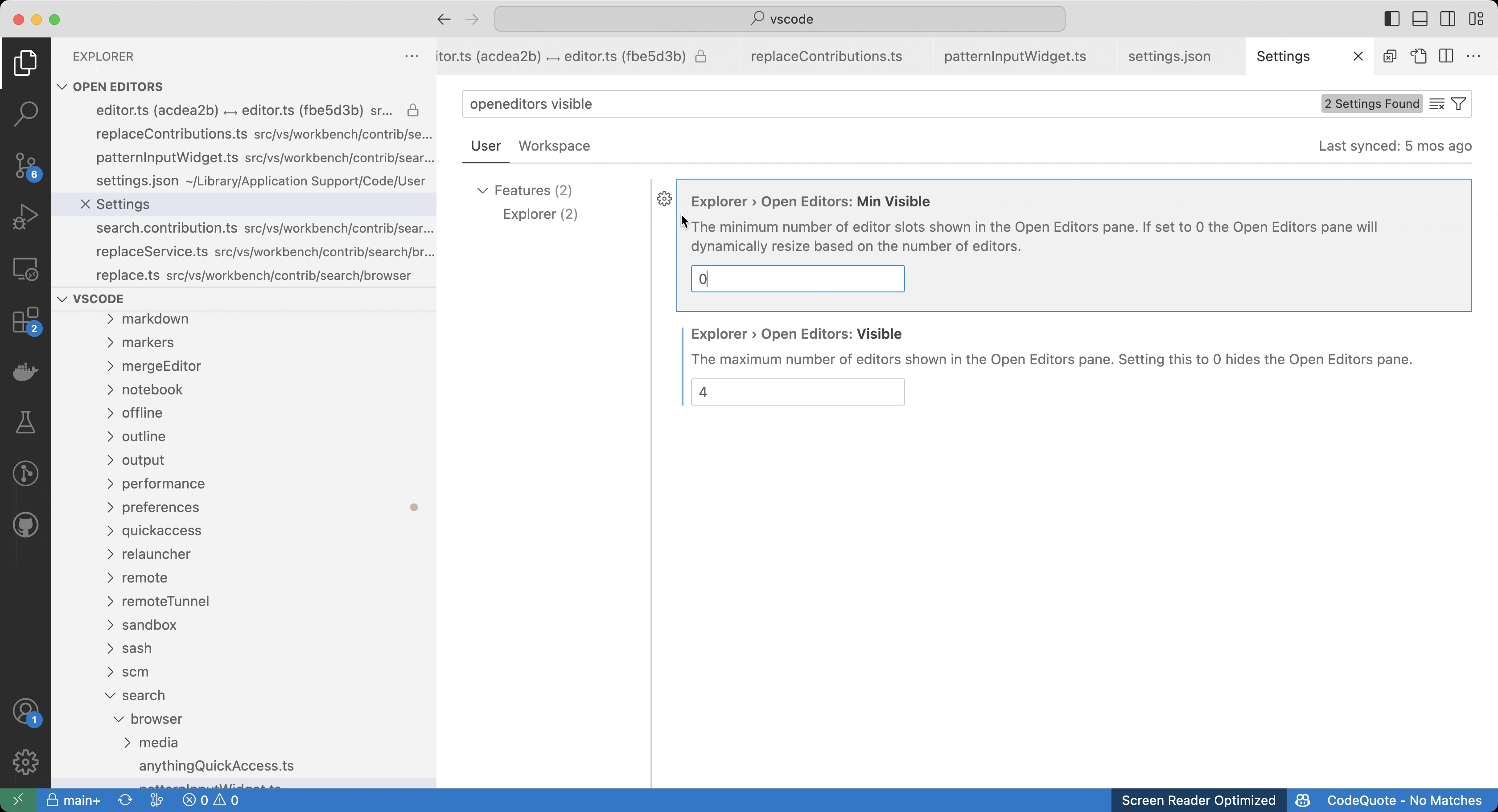 Open editors visible settings do not seem to work anymore · Issue #181632 · microsoft/vscode ...