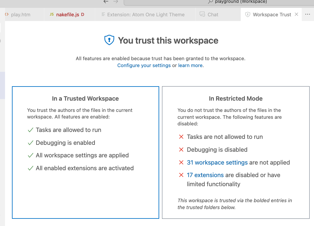 Workspace trust editor is not dimmed · Issue #191743 · microsoft/vscode ... Workspace trust editor is not dimmed · Issue #191743 · microsoft/vscode ...