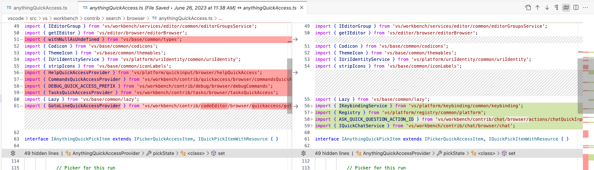 Collapsed Diff Breadcrumbs Don T Show In Timeline Diffs · Issue 193832 · Microsoft Vscode · Github
