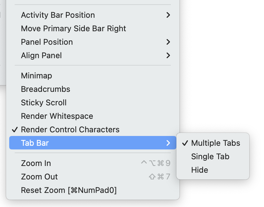 Consider to move "Tab Bar" entry in main menu · Issue #196635 · microsoft/vscode · GitHub