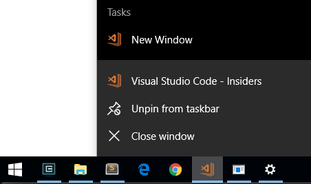 VSCode Insiders has different task bar icons when open and closed ...