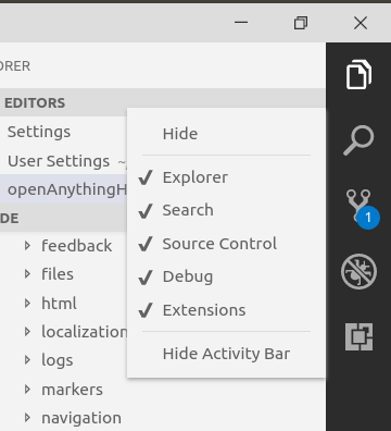 Custom context menu location on activity bar is not consistent if ...