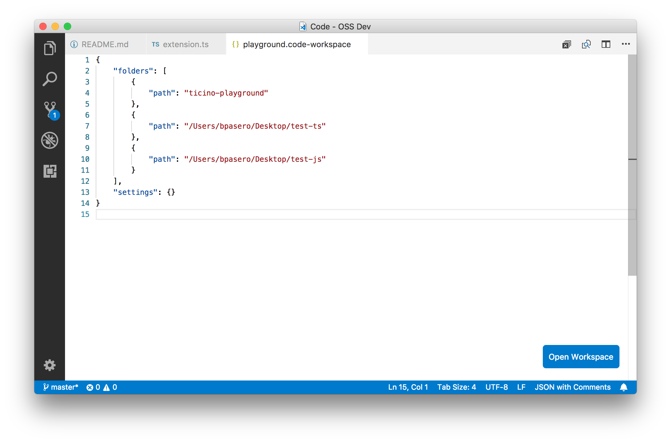 Open Workspace button in .code-workspace files · Issue #59305 · microsoft/vscode · GitHub