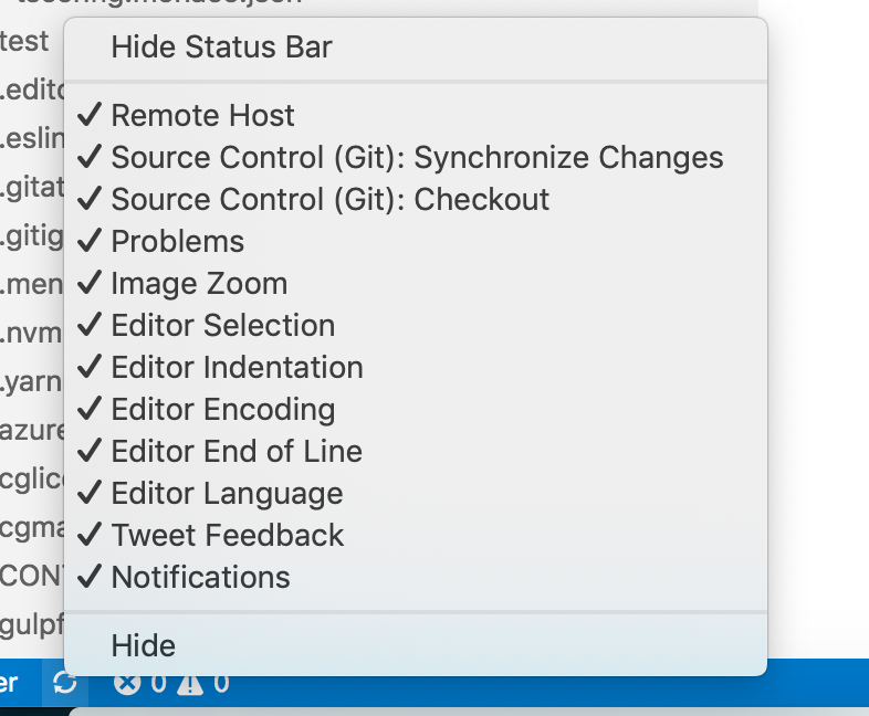 Allow hiding the git sync status bar button but keep the branch · Issue ...