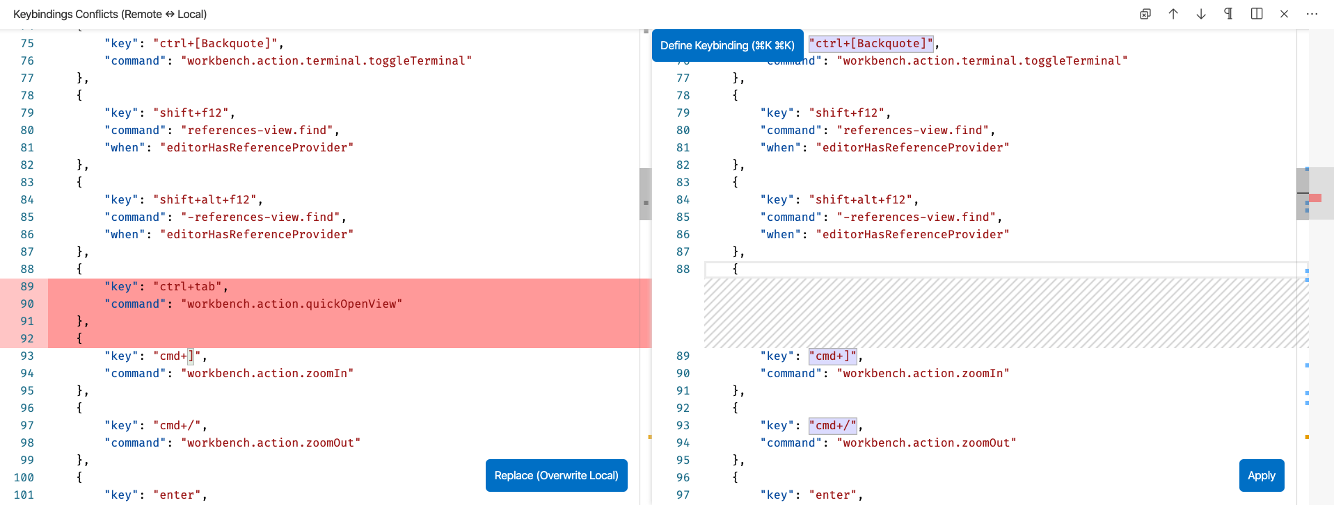 Sync - conflicts in keybindings editor shows weird button alignment · Issue #89339 · microsoft ...