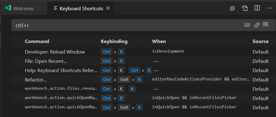 Reload window and recent workspaces overlap on keybindings · Issue #90698 · microsoft/vscode ...