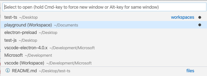 Test: dirty workspaces are indicated in recently opened · Issue #93729 ...