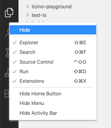 Offer "Hide" as first entry to menu on home/menu context menu · Issue #98860 · microsoft/vscode ...