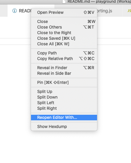 Show Editor Reopen With In Title Context Menu · Issue 101463 · Microsoftvscode · Github